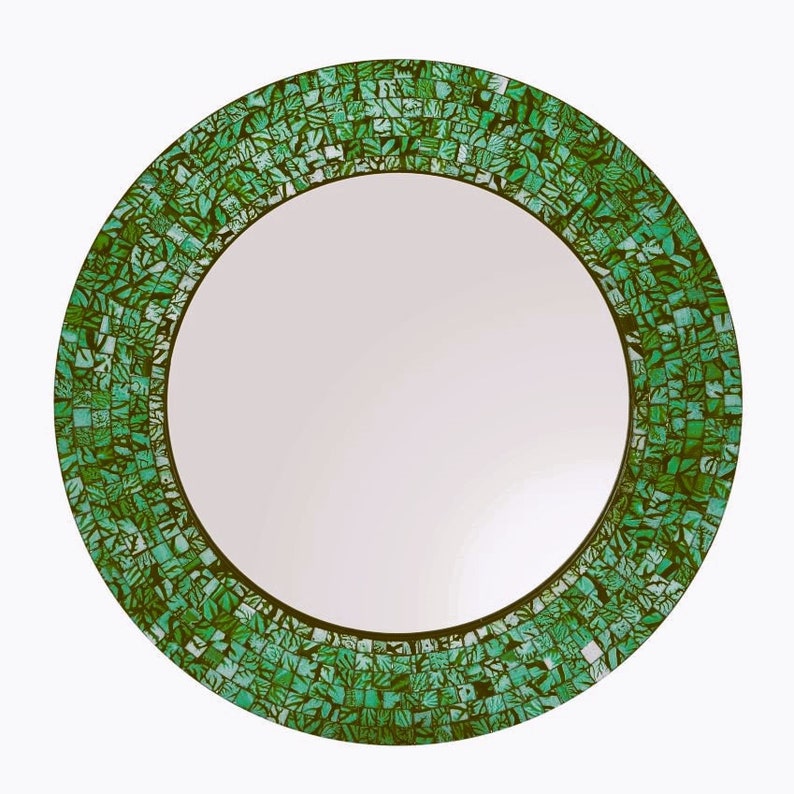 Mosaic Round Mirror Bright Green 18'' Dia - Etsy UK
