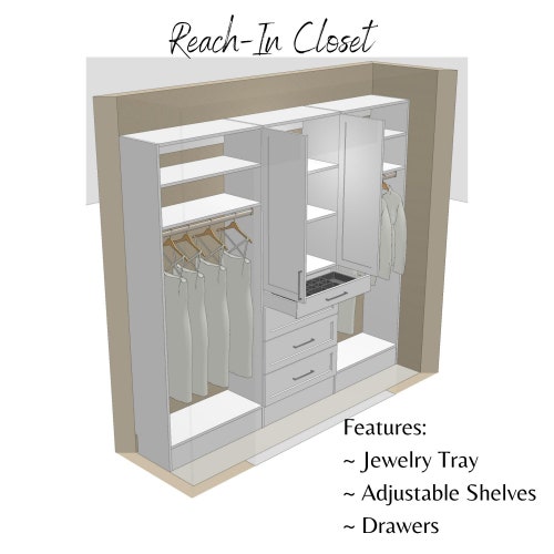 Custom Closet Reach-in Closets Bedroom Closet White Shaker - Etsy