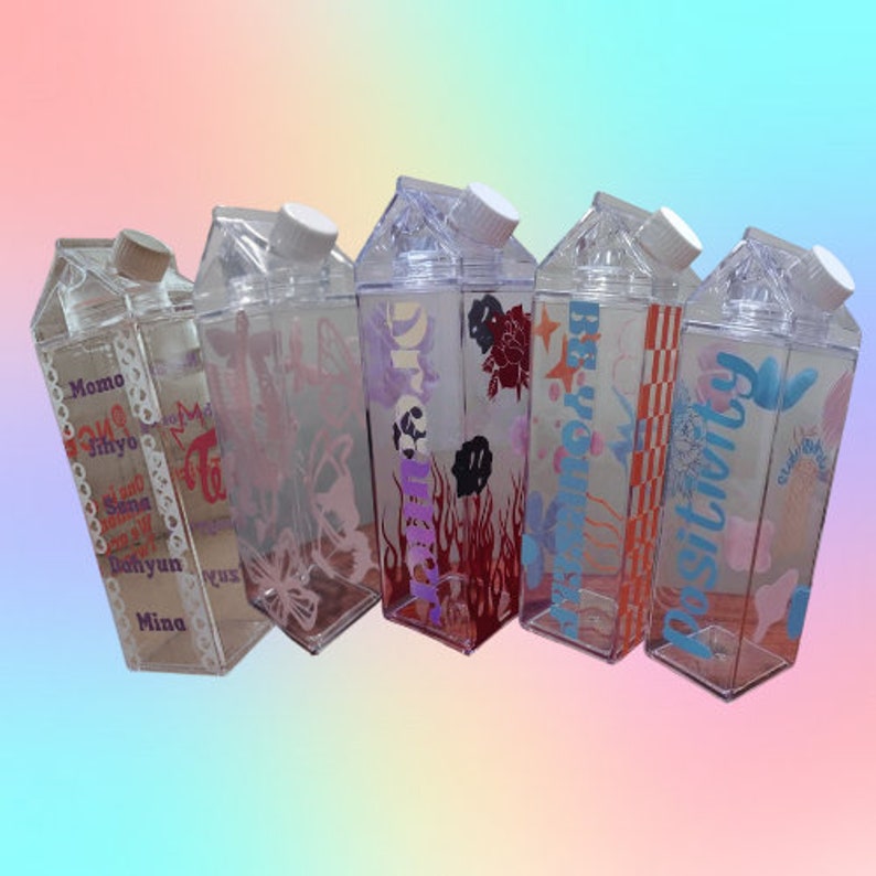 Vinyl Wrapped Plastic Milk Bottle, Cute Decorated Milk Bottle, Ready ...