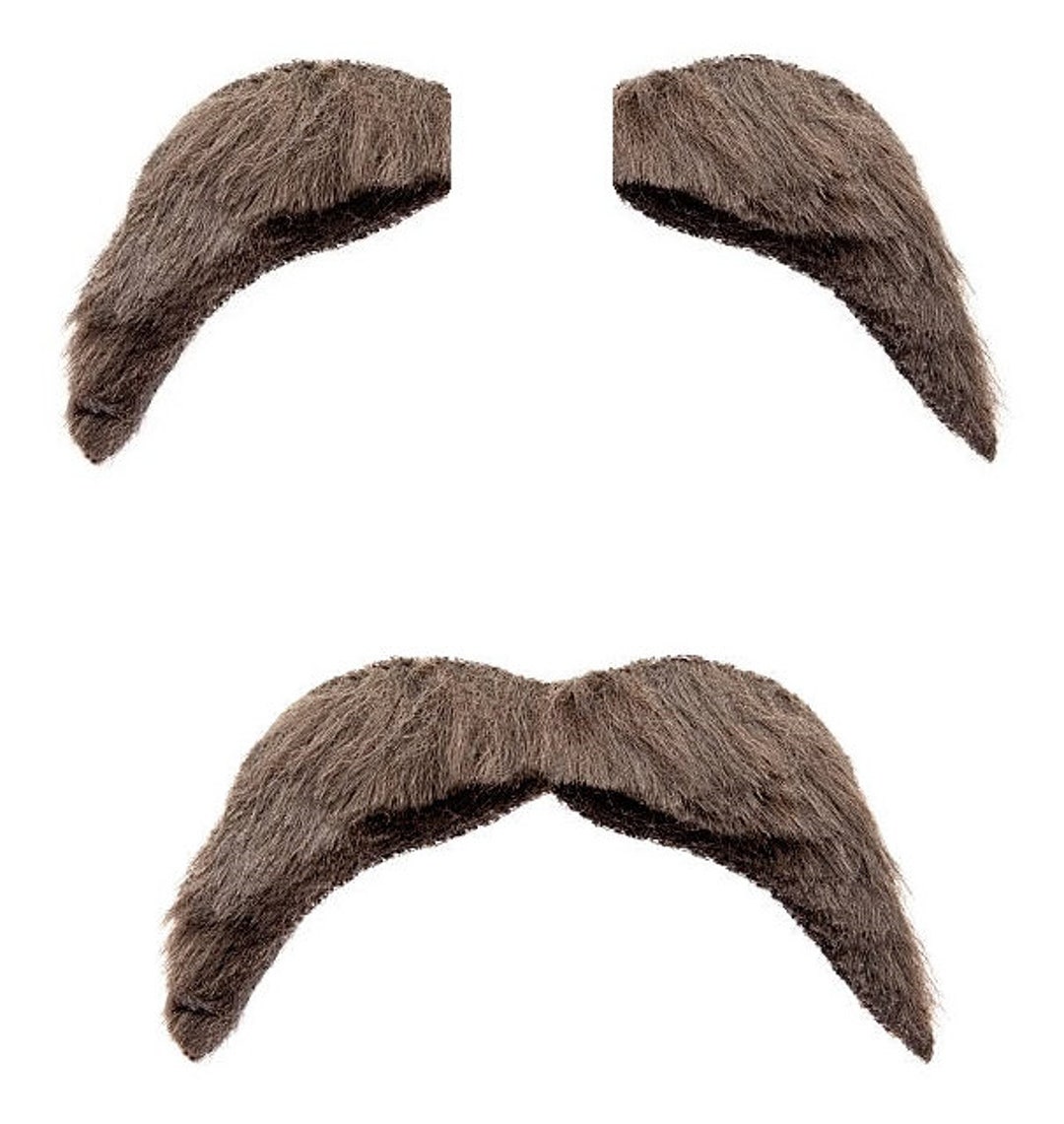 Comedy Eye Brows and Moustache Self Adhesive Fake Stick on Brown ...