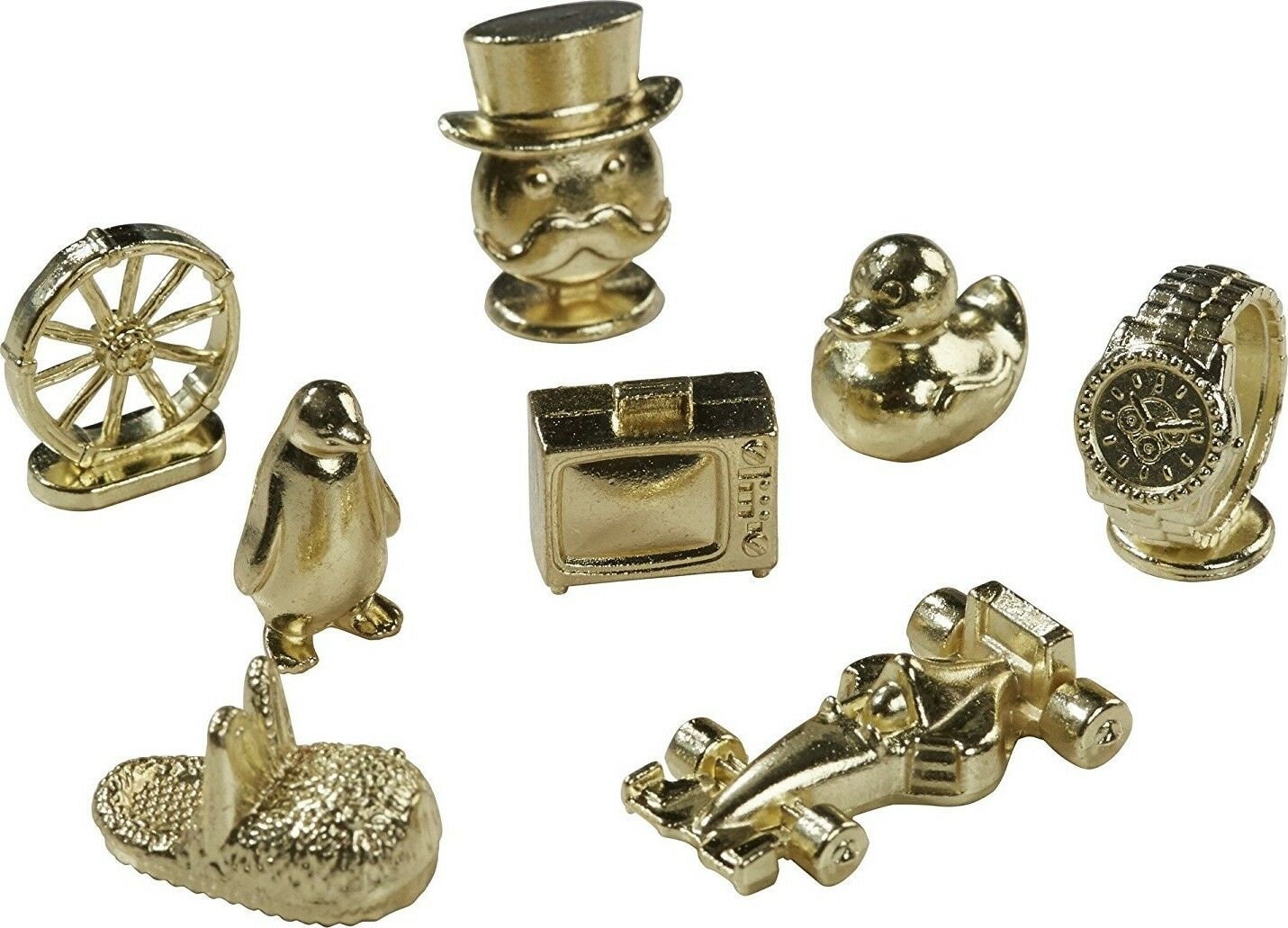 Monopoly Gold Playing Piece Mr Monopoly Watch Wheel Car Duck Slipper ...