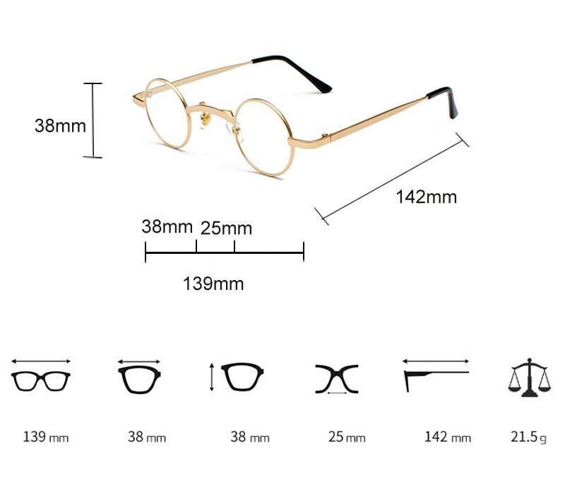 The Peaky Blinders Small Clear Lens Gold Framed 35mm Glasses Fancy ...