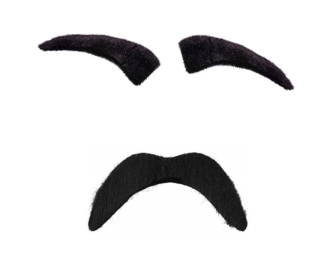 Comedy Eye Brows and Moustache Self Adhesive Fake Stick on Black ...