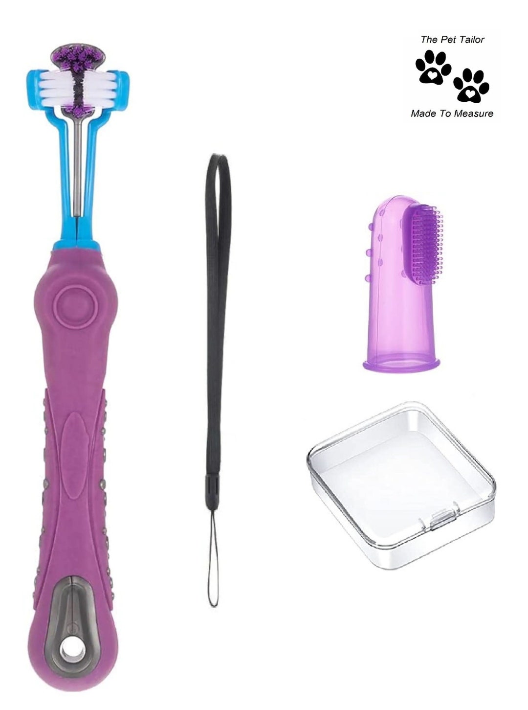 Dog Toothbrush Set X2 Pet Dental Tooth Care 3 Sided Toothbrush and ...