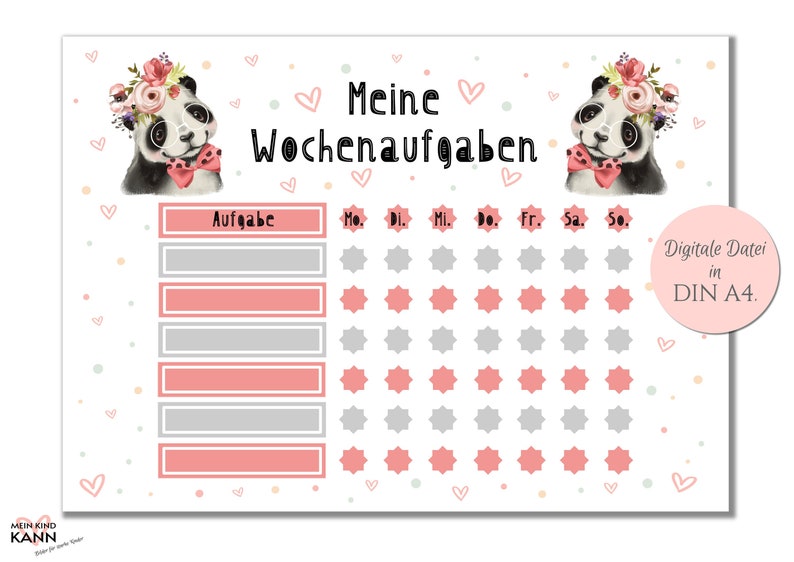 Wochenplan Tagesplan Aufgabenplan Aufgabenliste Kinder - Etsy.de