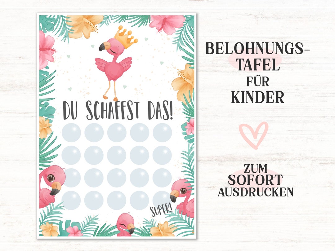 Flamingo Reward Chart for Kids, Reward System, Printable Reward Plan ...