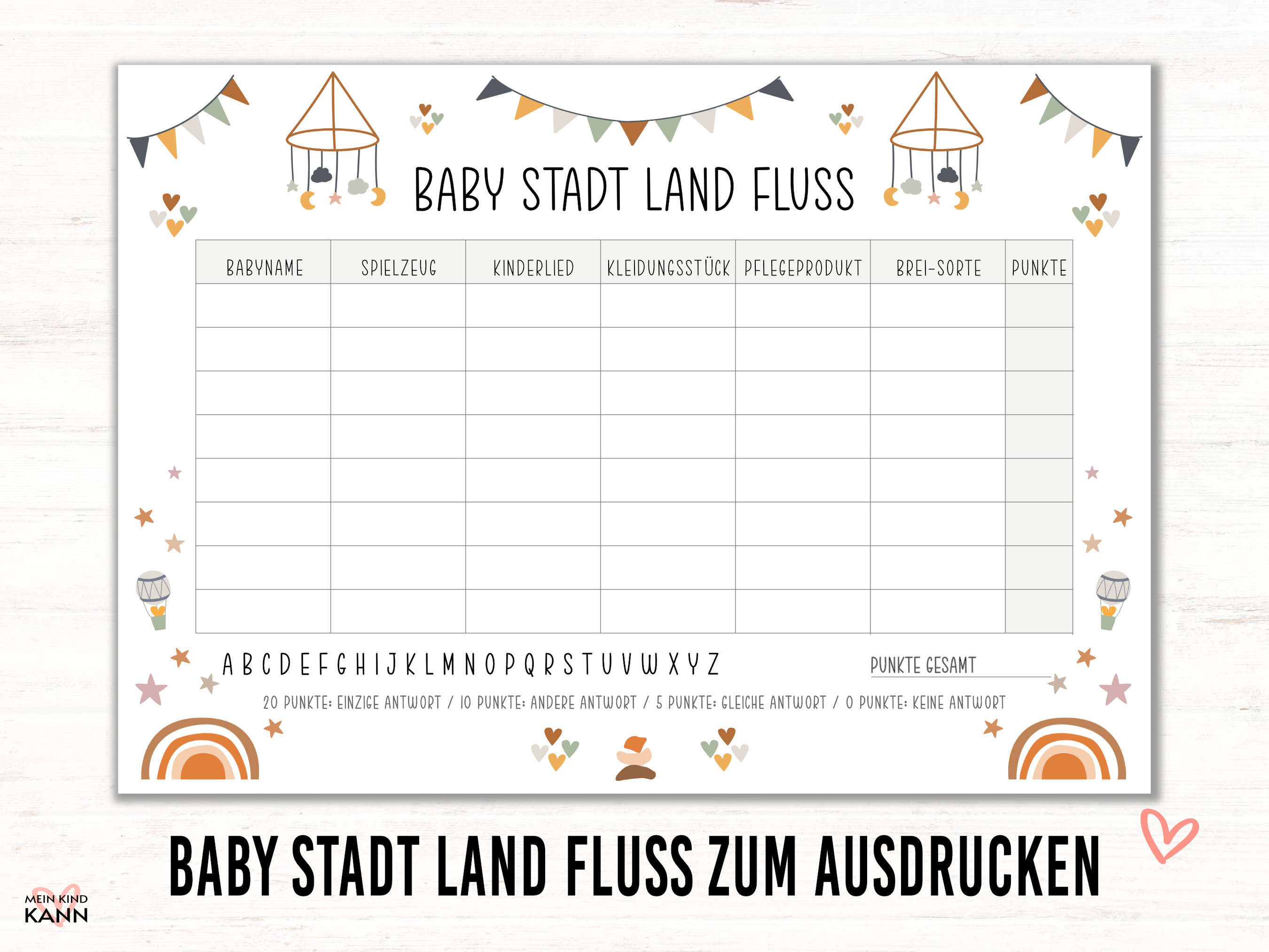 Stadt Land Fluss Fur Babyparty