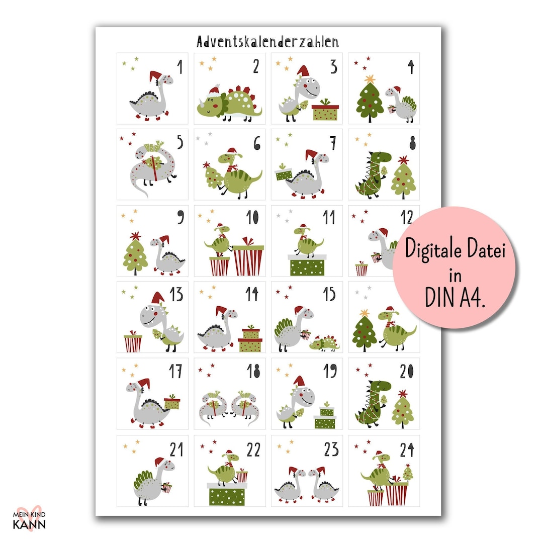 Advent Calendar Numbers for Kids, Printable Advent Calendar Numbers for ...