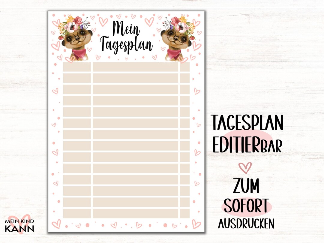 Daily Planner Editable, PDF, Daily Plan Kids, Routine Child, Study Plan ...