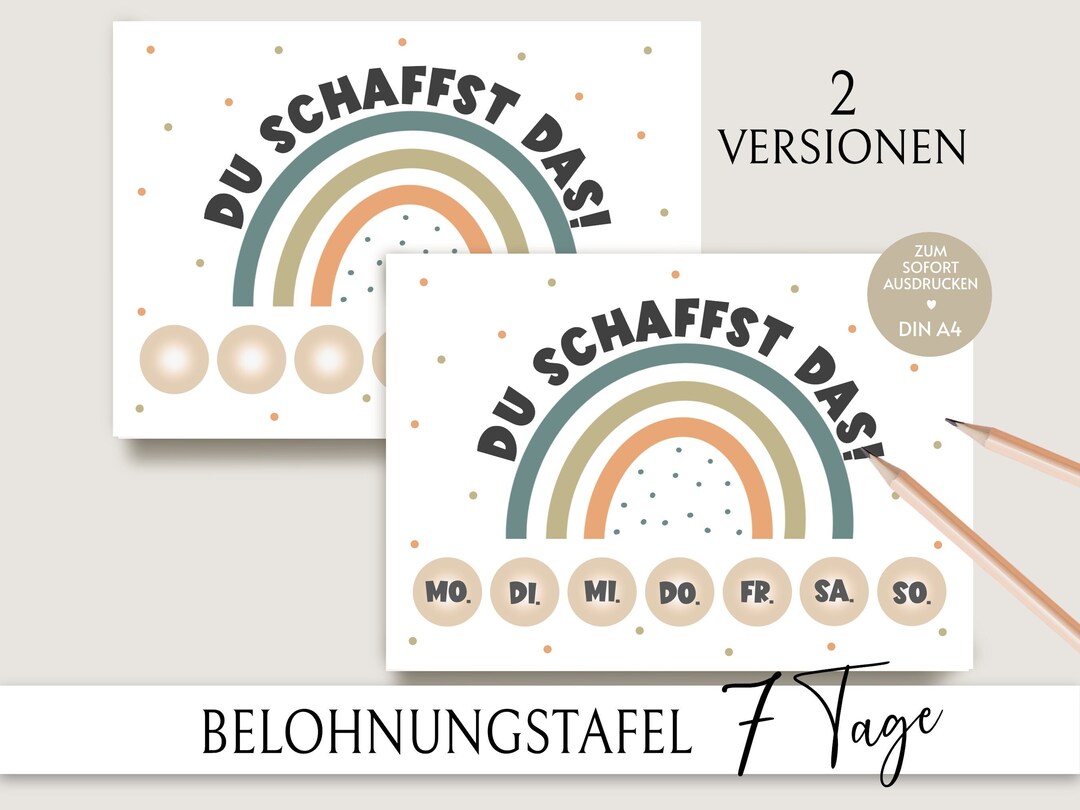 Rainbow Boho Reward Chart for Children, Toddlers, Weekly Planner for ...