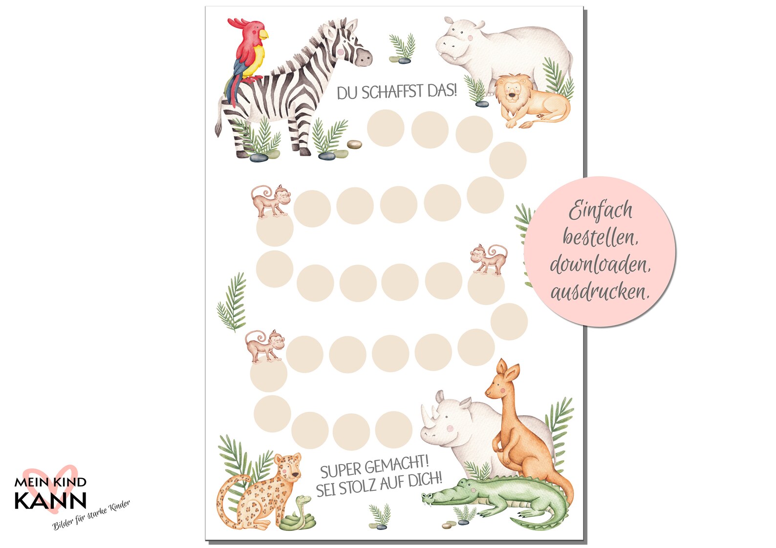 Belohnungsplan Kinder Tiere, Belohnungstafel, Belohnungskarte als PDF ...