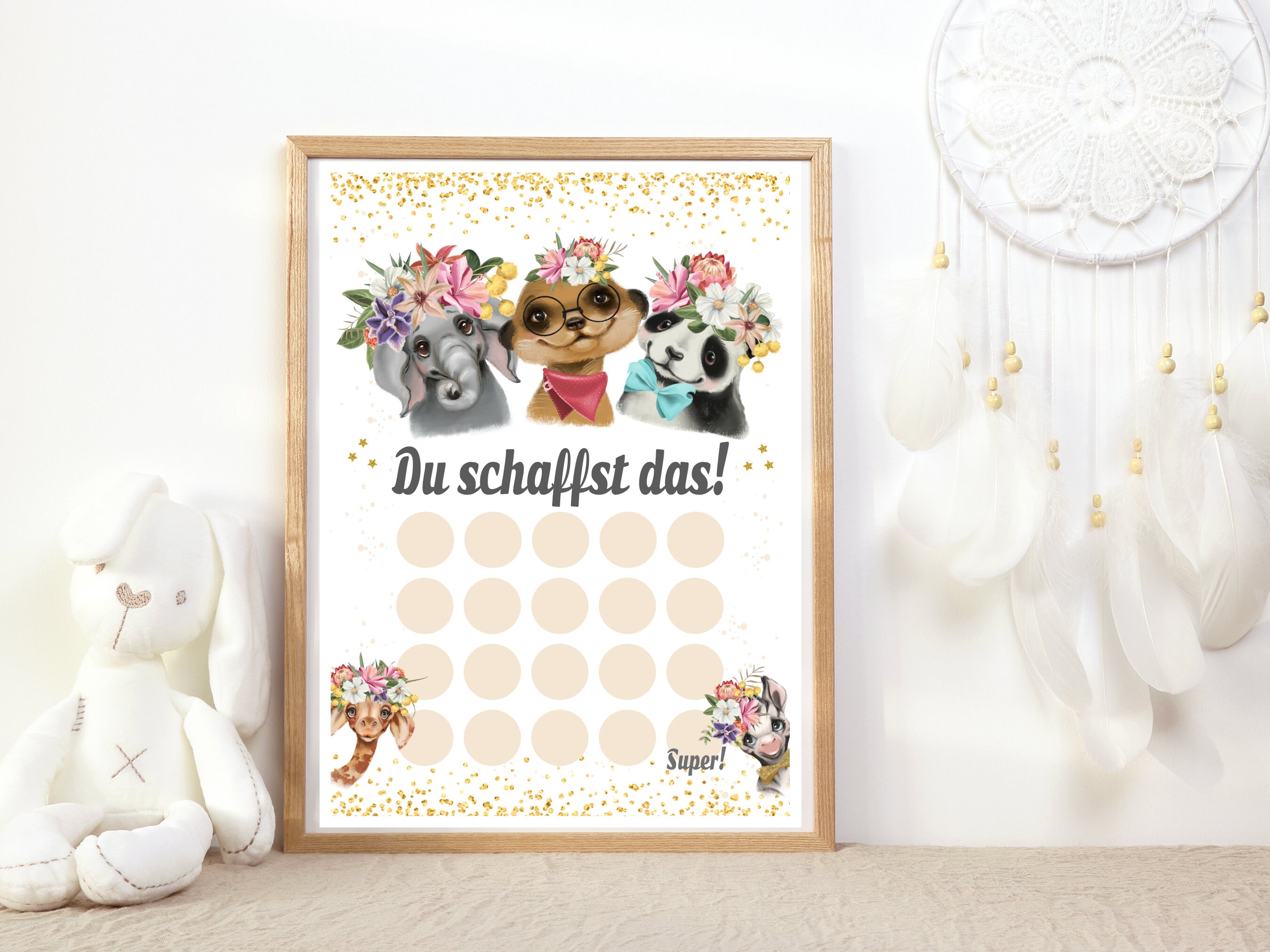 Reward Board, Reward System Animals With Flowers for Children, Pdf ...