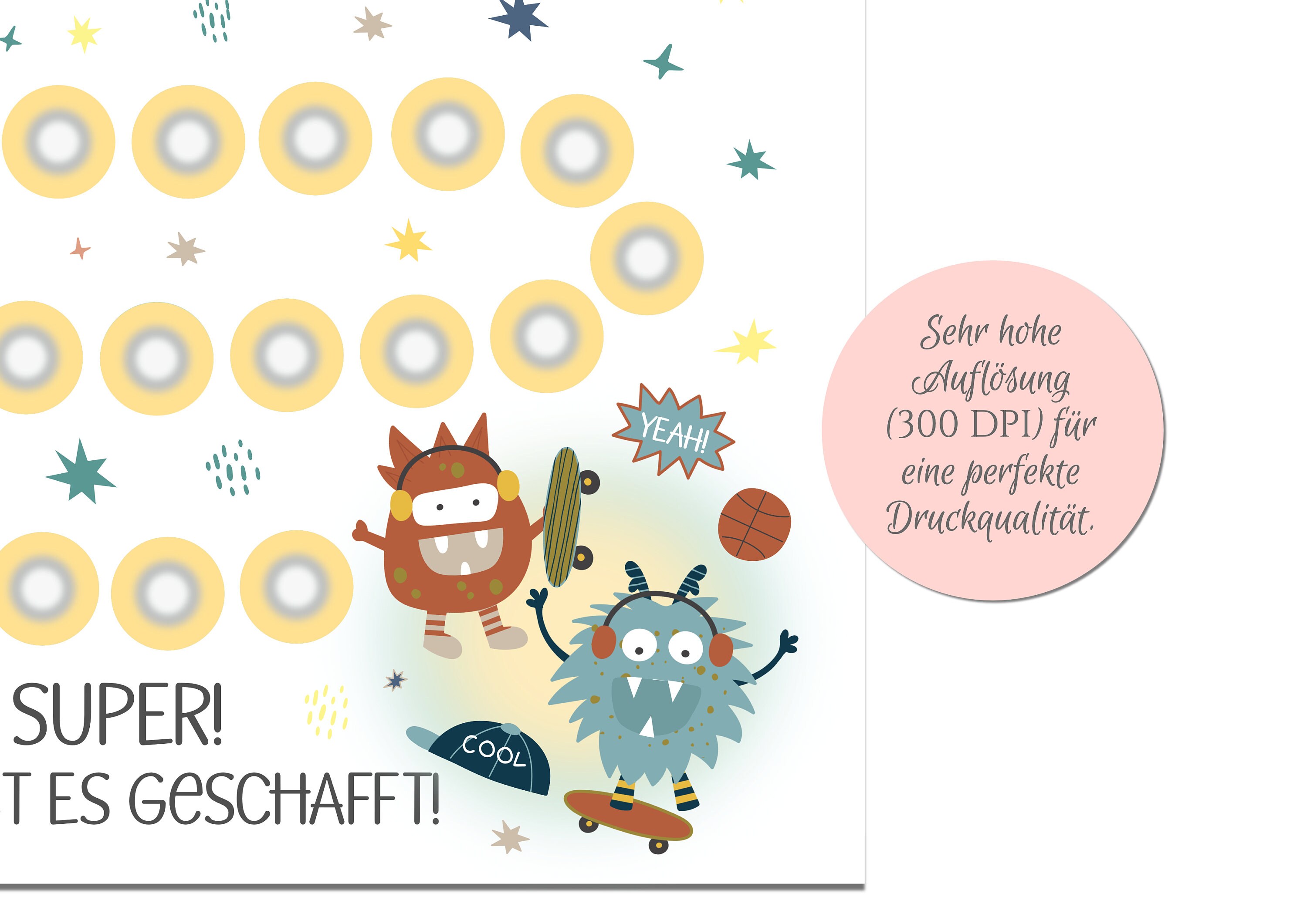 Reward Card Children Monster, Reward Board, Reward Plan Child PDF in ...