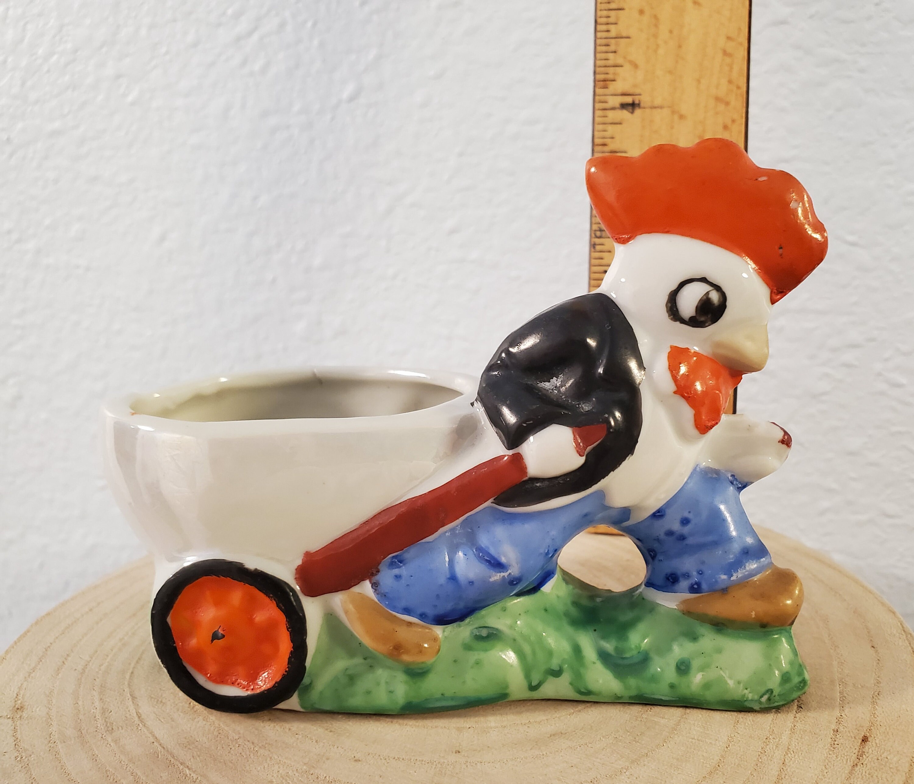 Vintage Japan Rooster Pulling Cart Planter - Etsy