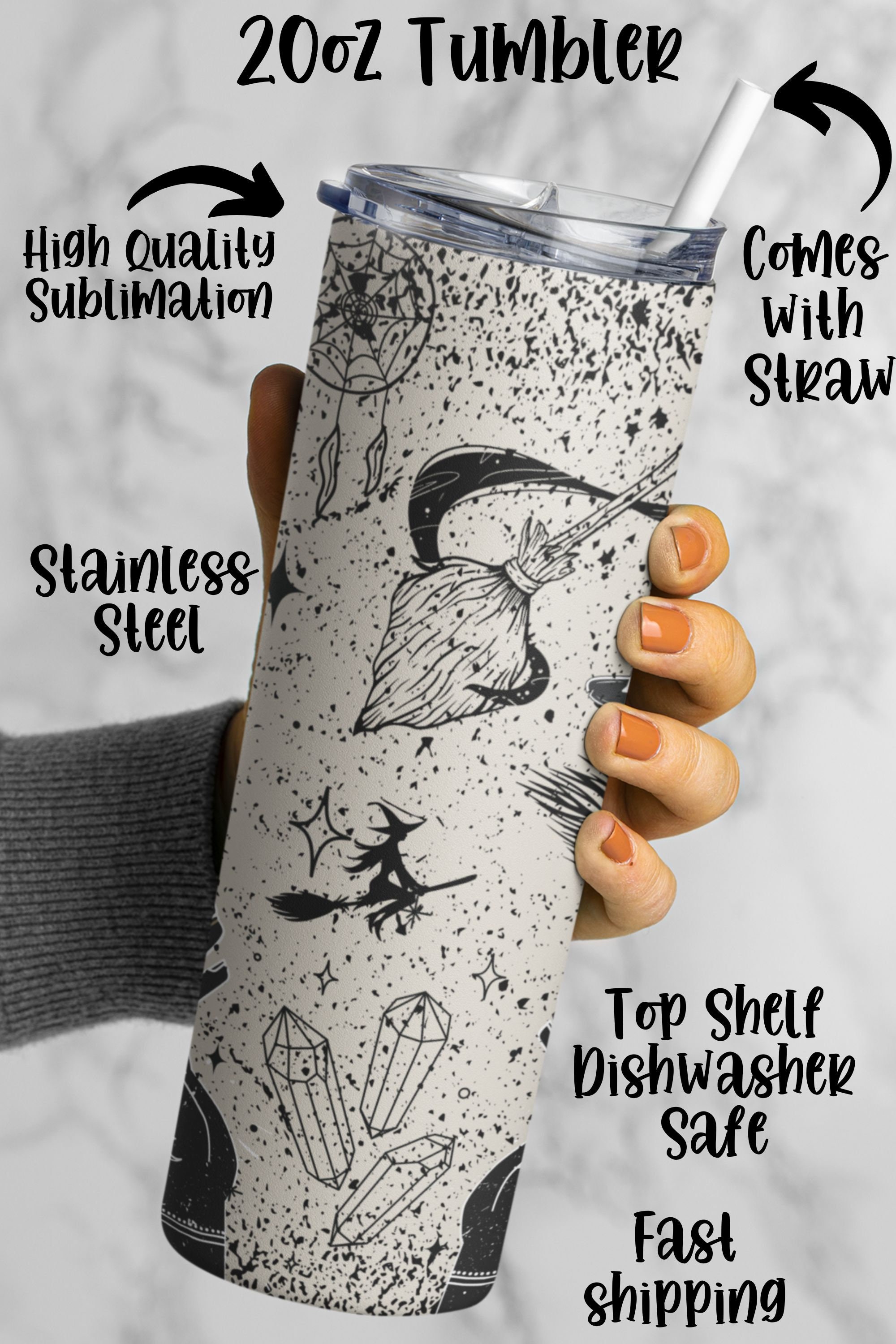 20oz Basic Witch Tumbler, Halloween Tumbler, Witchcraft Tumbler ...