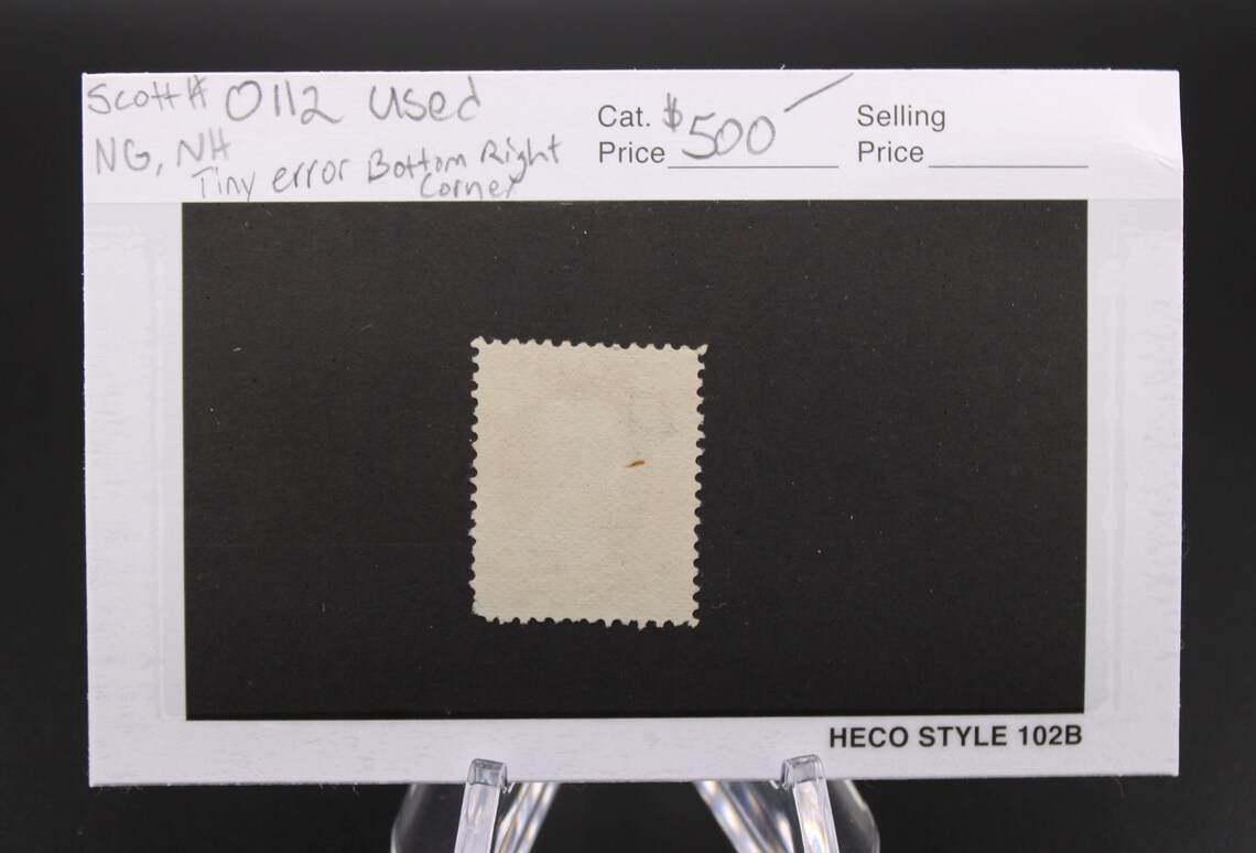 Old US Stamp, 1879 Treasury Department Stamp, Scott # O112, Back of ...