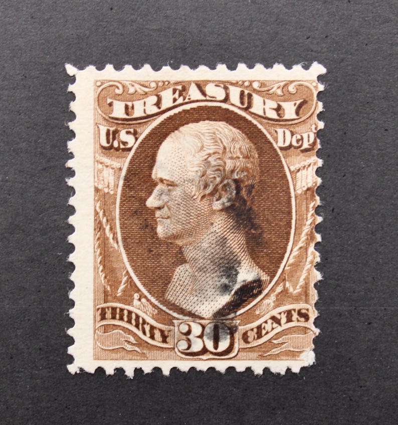 Old US Stamp, 1879 Treasury Department Stamp, Scott # O112, Back of ...