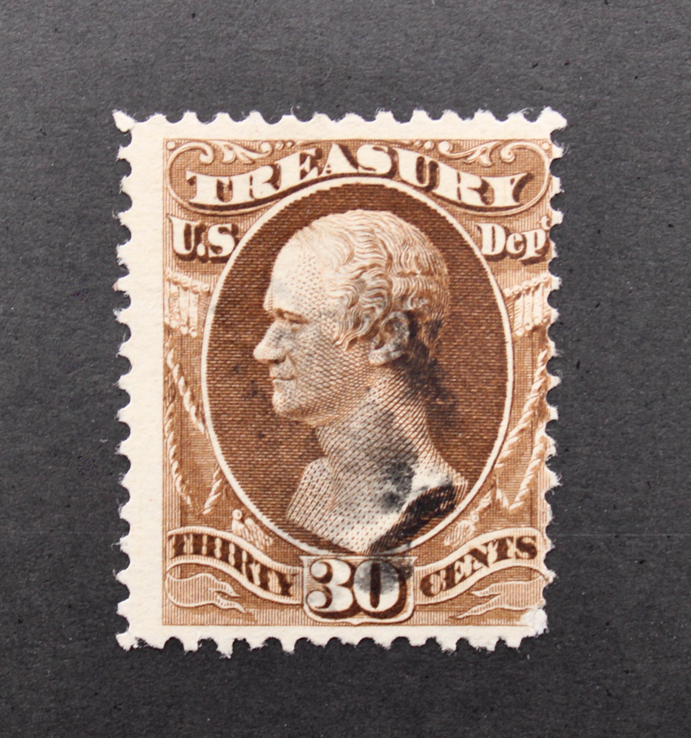 Old US Stamp, 1879 Treasury Department Stamp, Scott # O112, Back of ...