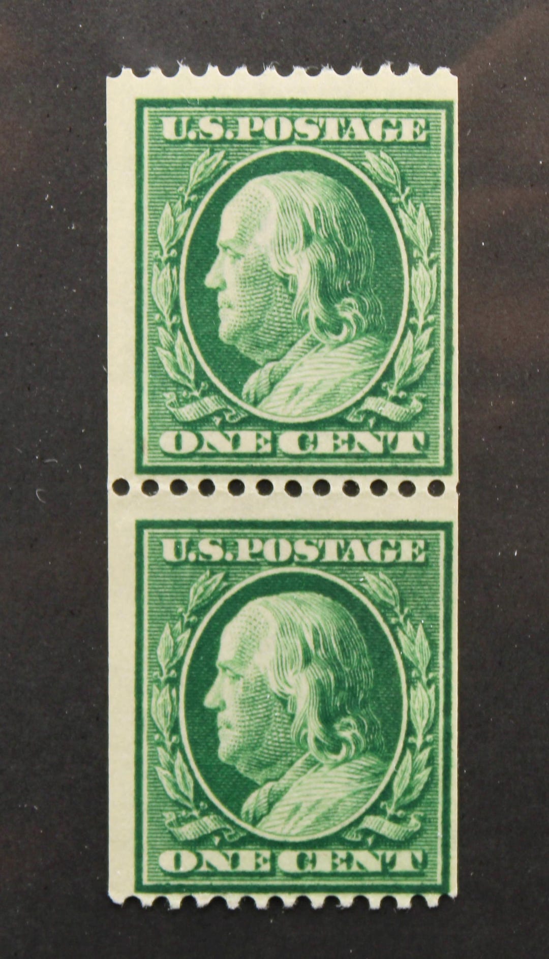 Old US Stamps, 1910 Horizontal Coil Stamps, Franklin 1cent, Scott #385 ...