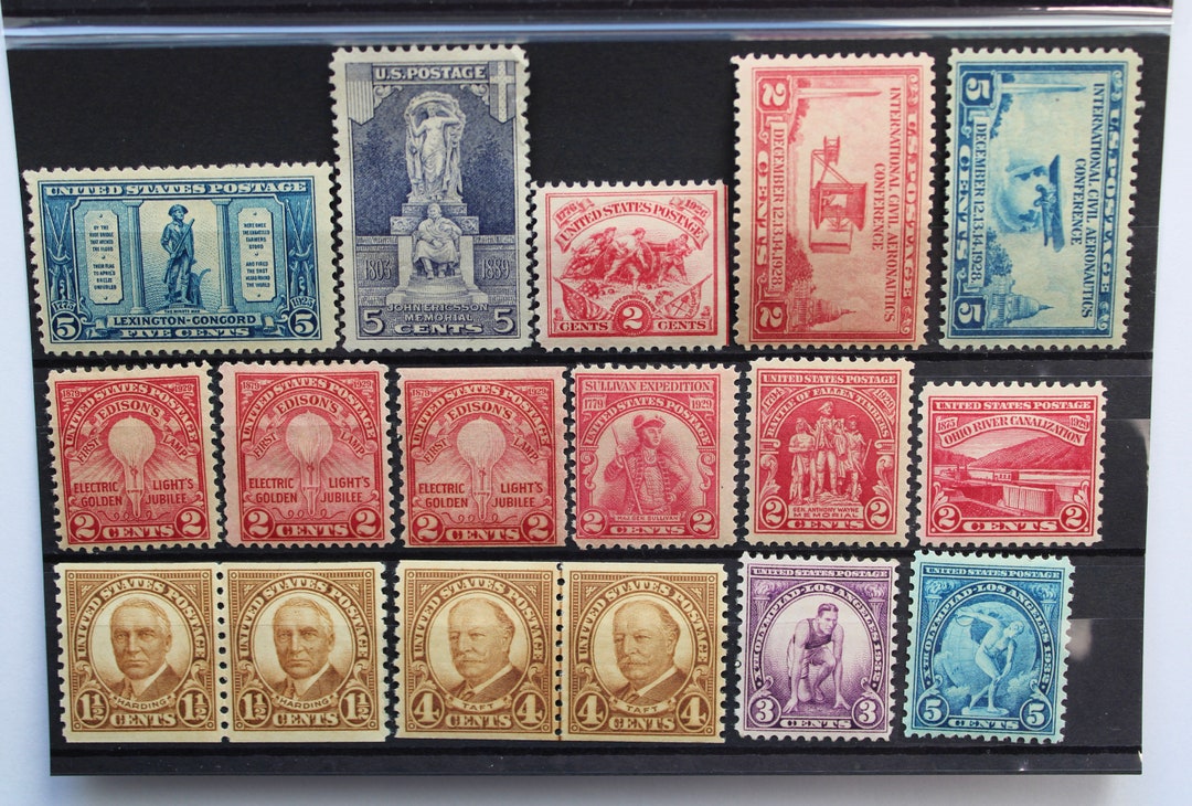 Old US Stamps, 1925-32 Mixed Collection of Mint Stamps Scott #619-719 ...