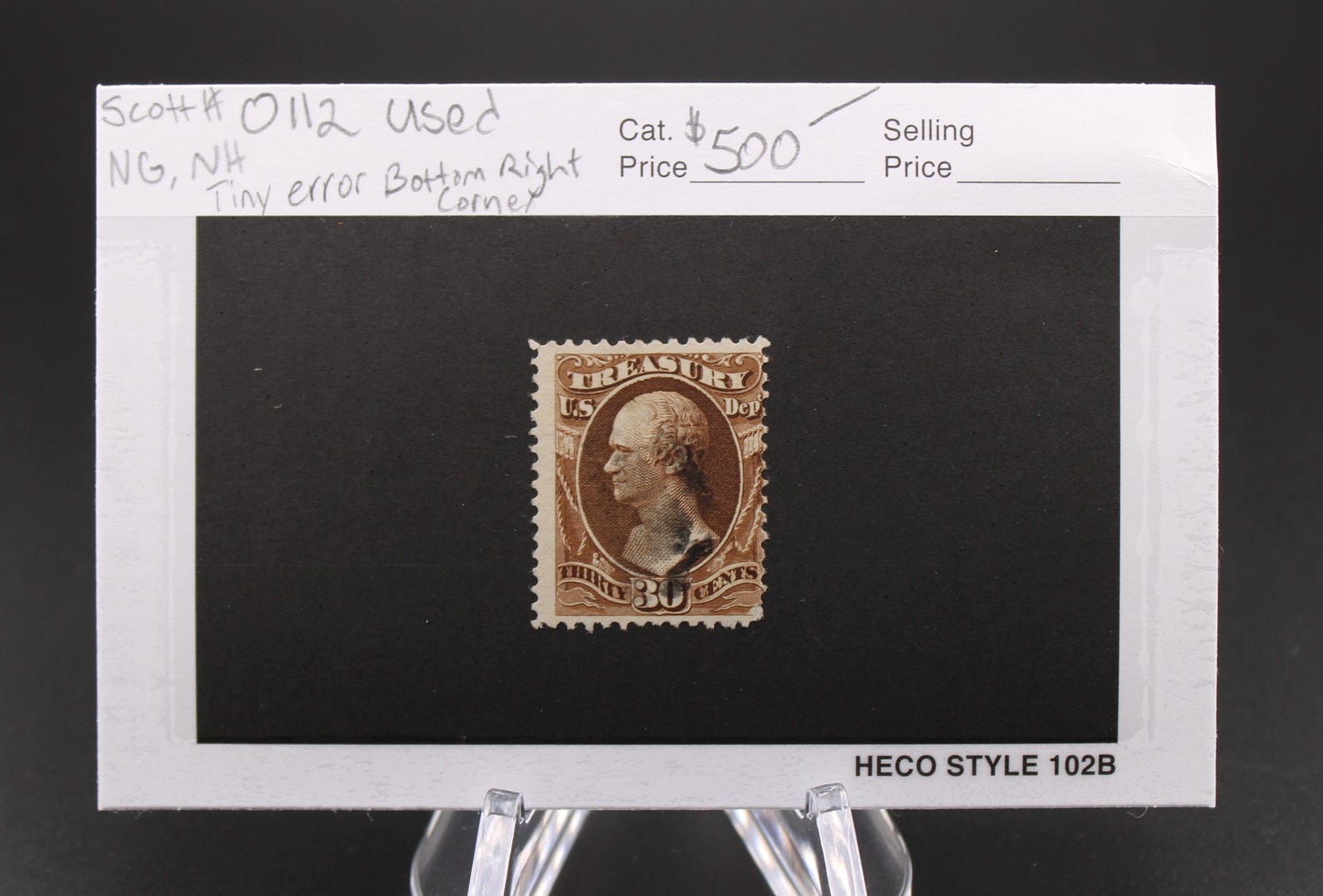 Old US Stamp, 1879 Treasury Department Stamp, Scott # O112, Back of ...