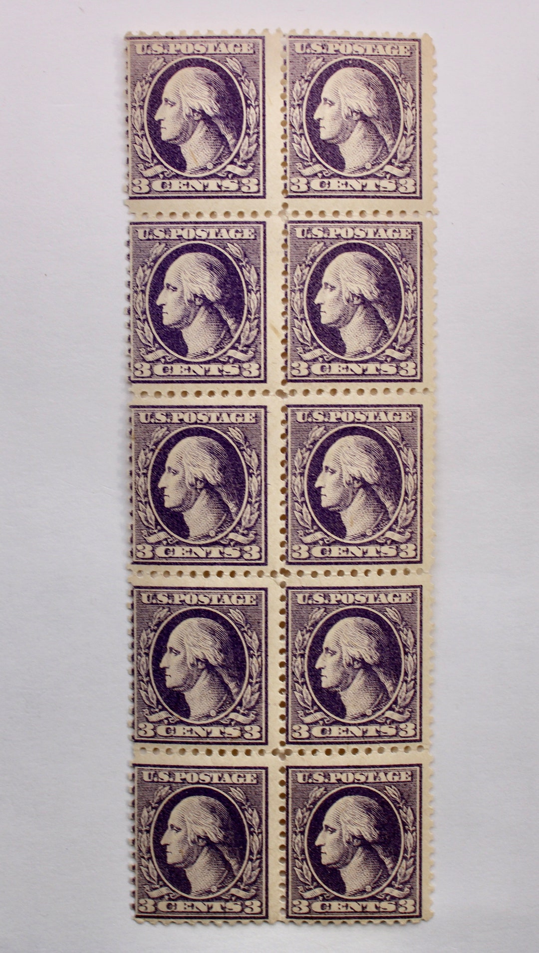 Old US Stamps, Series of 1917 Scott #501 Mint Block of 10 Stamps NHOG ...