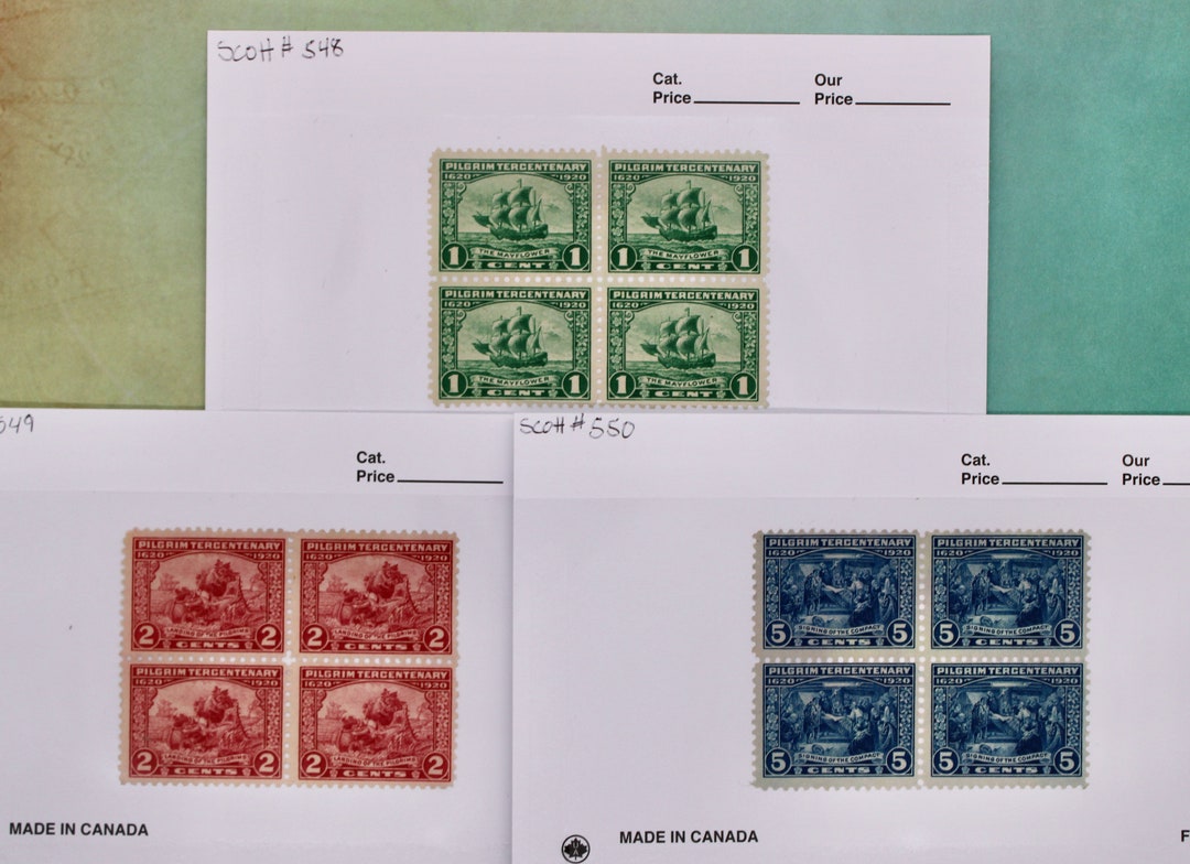 Old US Stamps: 1920 Commemorative Scott #548, #549, #550 Pilgrim ...