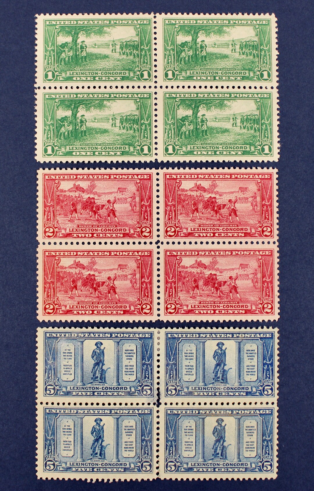 Old US Stamps, 1925 Commemoratives Scott #617, 618, 619 Mint Block of 4 ...
