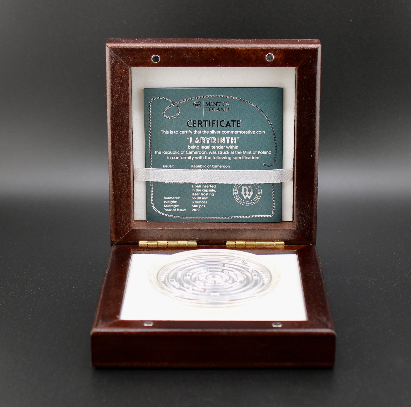 2019 Cameroon Riddle of the Labyrinth, 3 Oz .925 Sterling Silver Proof ...