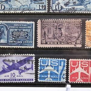 Old US Stamps, Back of Book Mixed Collection Scott # C7-C60, E4-E14 and ...