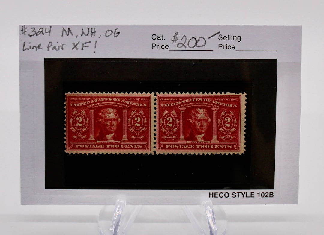 Old US Stamps, Scott 324 Line Pair. XF++ NH, Fresh Coloring and ...