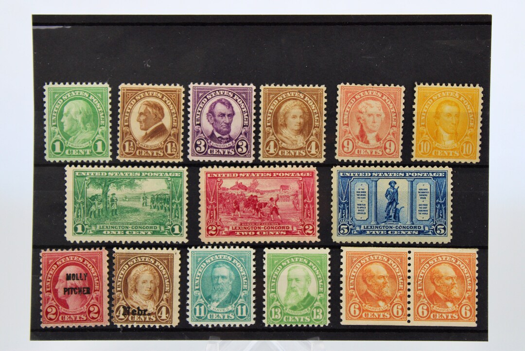 Old US Stamps, 1925-1932 Mixed Collection of Mint Stamps, Scott 617-723 ...