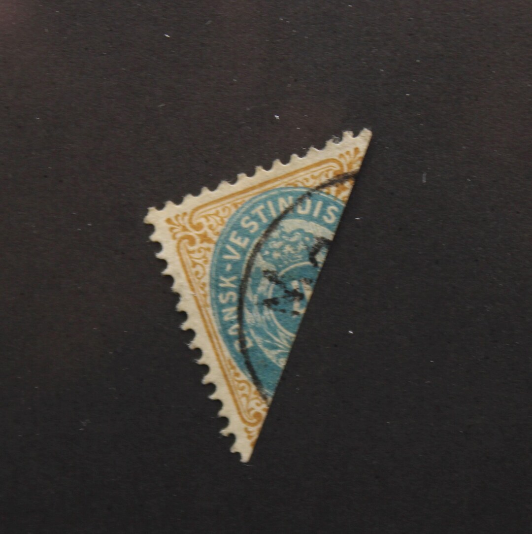 Old World Stamp, 1903 Danish West Indies Scott #18A, Diagonal Cut Half ...