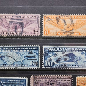 Old US Stamps, Back of Book Mixed Collection Scott # C7-C60, E4-E14 and ...
