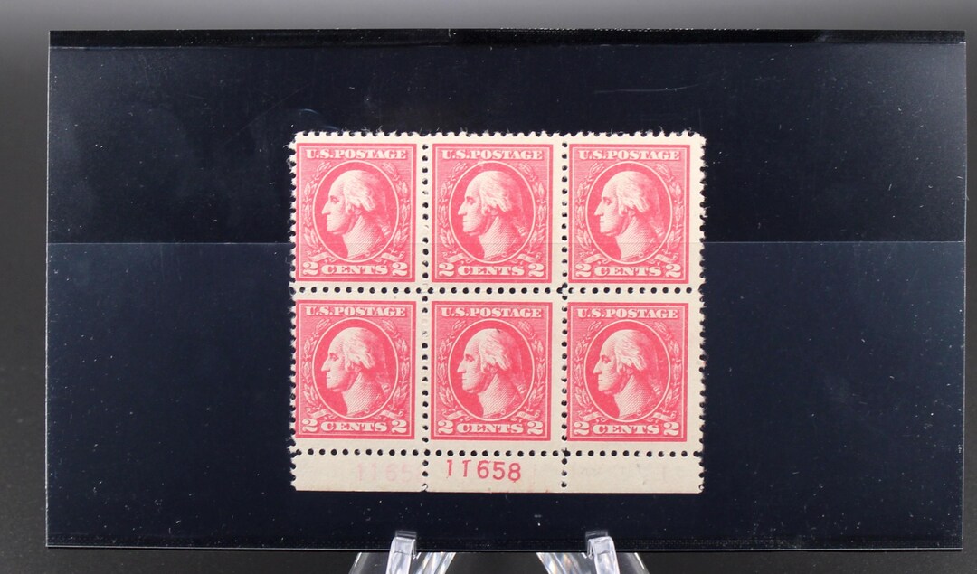 Old US Stamps, 1920 Offset Printing Scott #528A Mint Plate Block of 6 ...