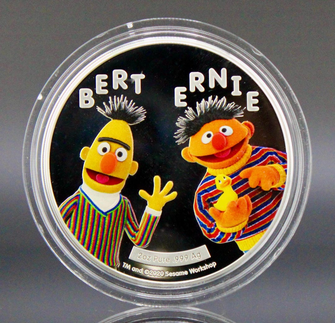 2021 SAMOA Bert and Ernie SESAME STREET 2 Oz .999 Pure Silver Colored ...