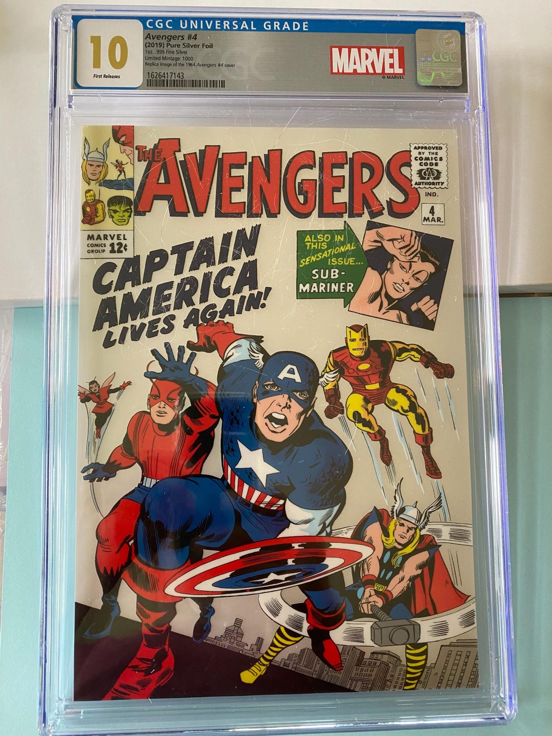 2023 Marvel Comics Avengers Captain America, 35 Gram Silver Foil .999 Fine Silver NGC10 With ...