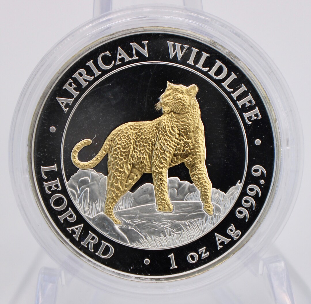 2022 Somali African Wildlife - Leopard, 24k Gold Gilded 1 Oz .999 ...