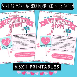 PTA PTO Valentine's Day Candy Gram School Fundraiser Flyer Template ...