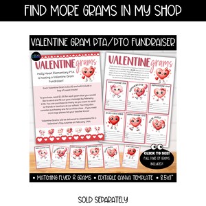 Valentines Day Candy Gram Fundraiser Flyer Forms Tag Template PTA PTO ...