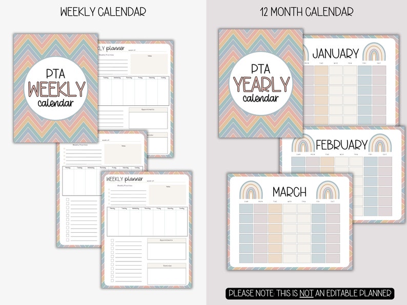 PTA President Planner Binder Printable Calendar Sign-in Budget ...