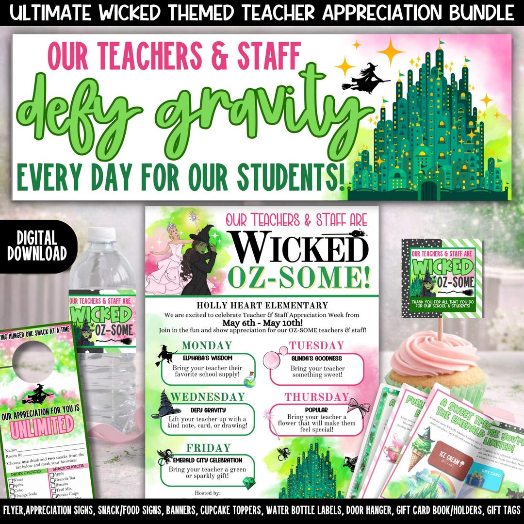 Wicked Teacher Appreciation Week Ideas Musical Theme Bundle, Staff ...