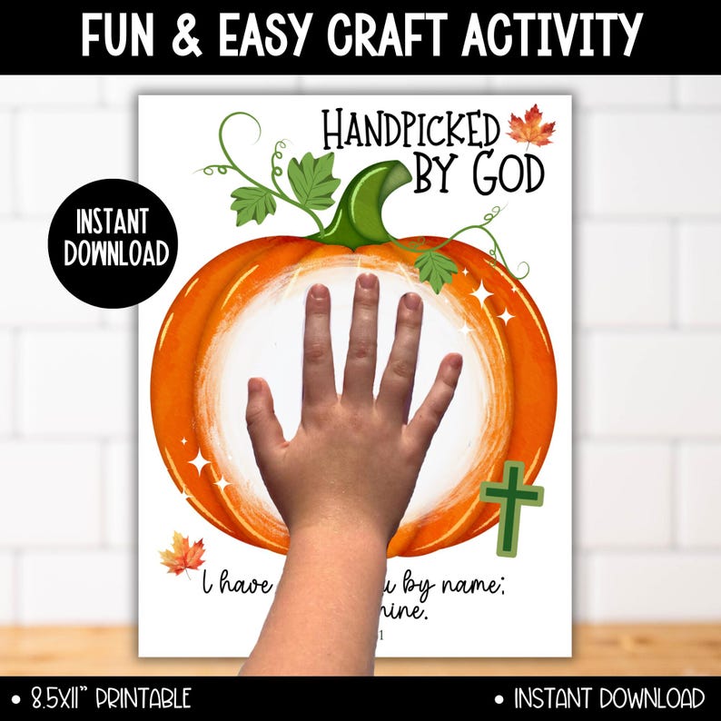 Thanksgiving Pumpkin Christian Handprint Craft, Church Bible Verse Fall ...