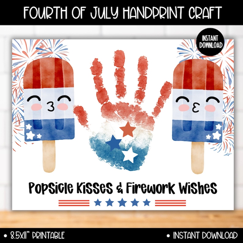 4th of July Firework Handprint Toddler Kid Craft Printable ...