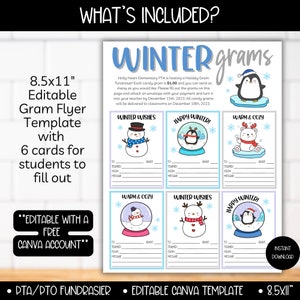PTA PTO Inclusive Winter Grams Fundraiser Flyer Template, Classroom ...