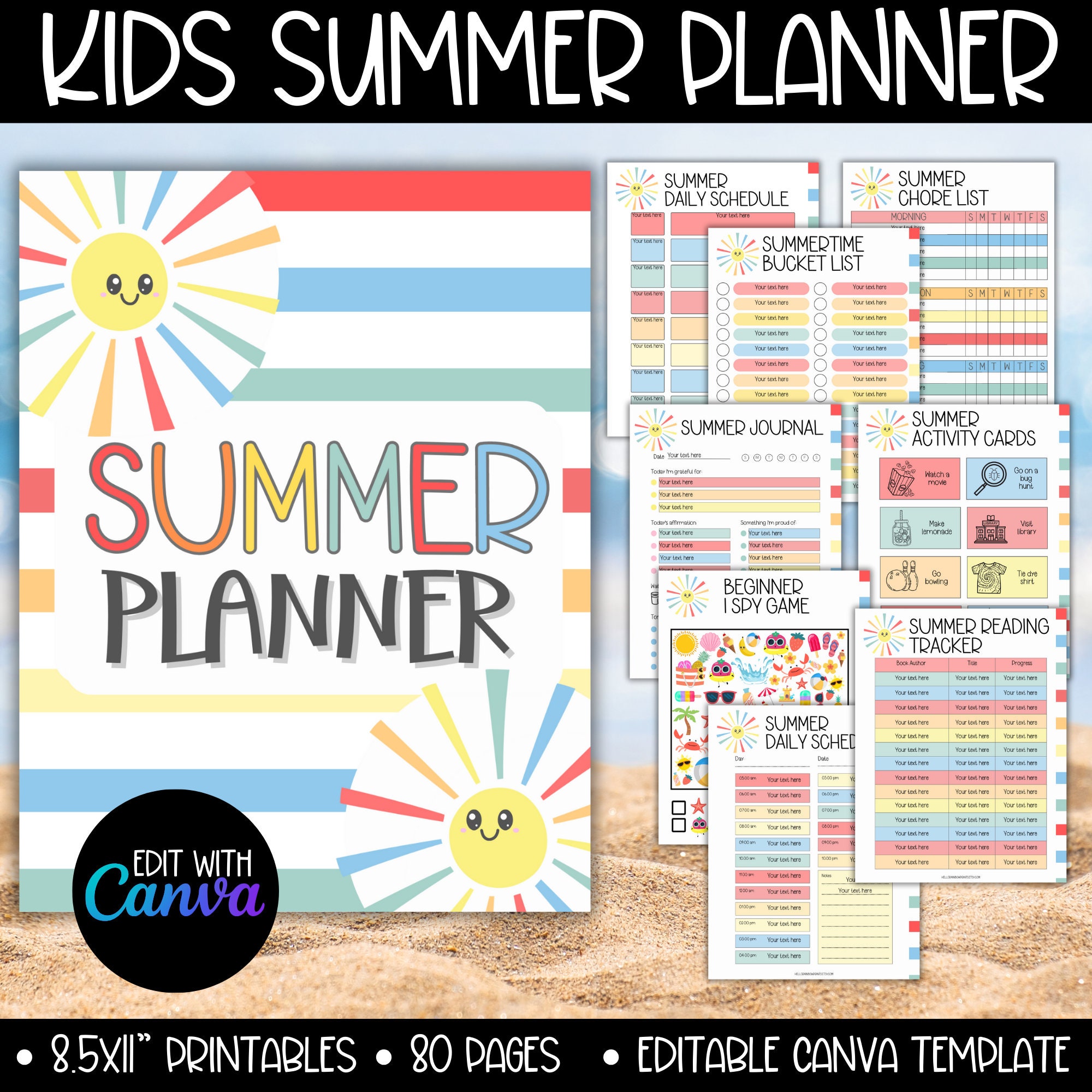 Editable Summer Planner for Kids Template, Summer Screen Time Rules ...