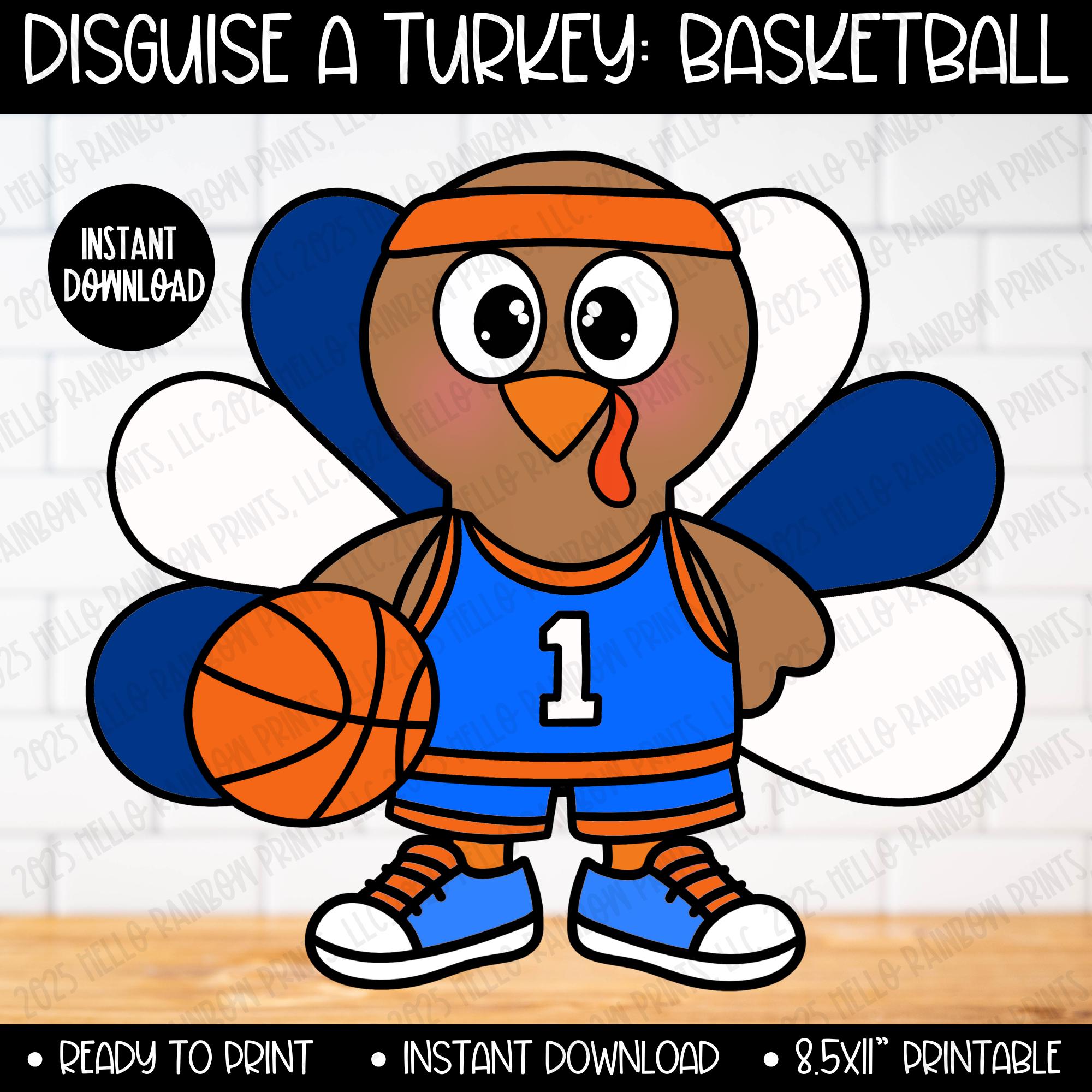 Disguise the Turkey Basketball Player Printable Craft Kit, Kids ...