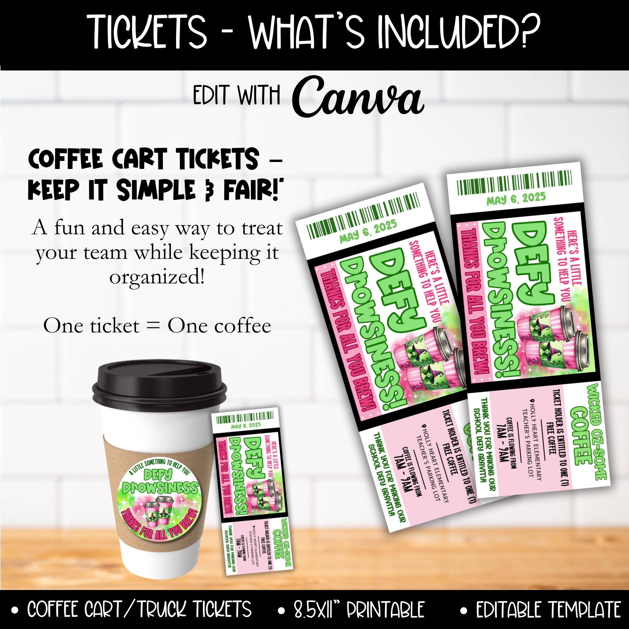 Defy Drowsiness Coffee Bar Truck Cart Tickets for Teacher Staff ...