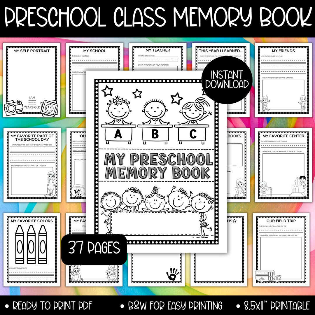 Preschool End of Year Memory Book Printable, TK Pre-k VPK Headstart ...