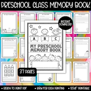 Preschool End of Year Memory Book Printable, TK Pre-k VPK Headstart ...